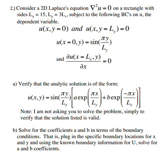 Solved Consider a 2D Laplace's equation 2u = 0 on a | Chegg.com