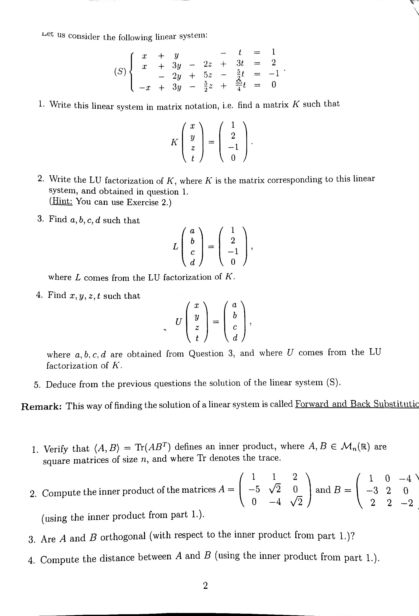 Solved Consider the following linear system: Write this | Chegg.com