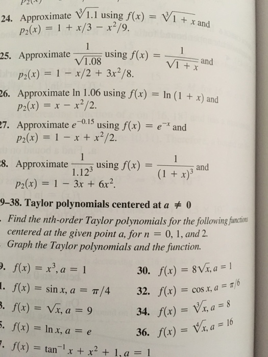 Solved 23-28. Approximations with Taylor polynomials a. Use | Chegg.com