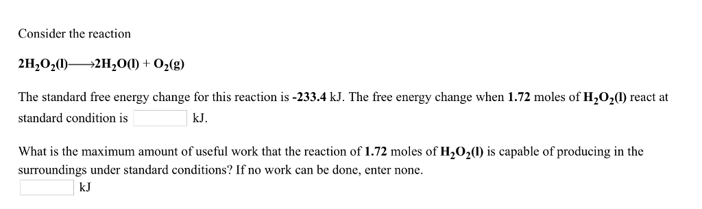 Solved Consider the reaction 2H2〇2(1)--2H20(I) + 02(g) The | Chegg.com
