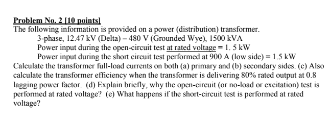 Solved The following information is provided on a power | Chegg.com