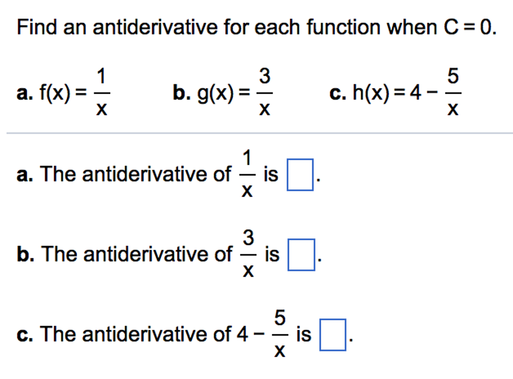 Solved Find an antiderivative for each function when C = 0. | Chegg.com
