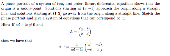 Solved A phase portrait of a system of two, first order, | Chegg.com