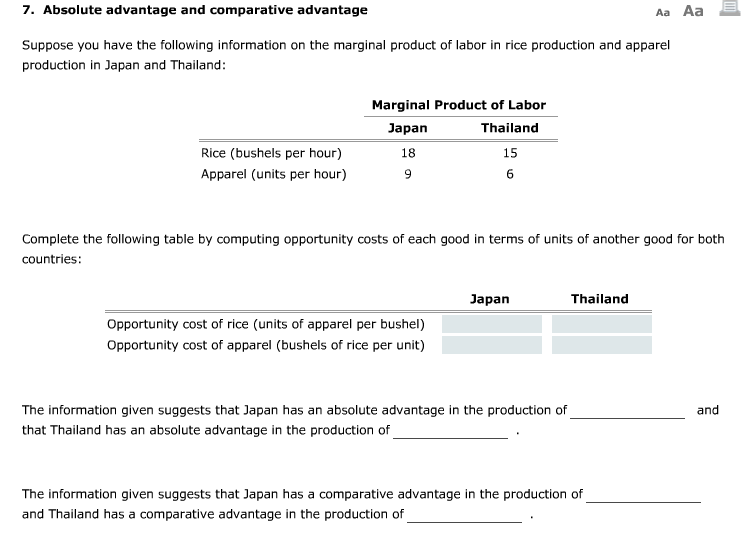 Solved 7. Absolute advantage and comparative advantage | Chegg.com