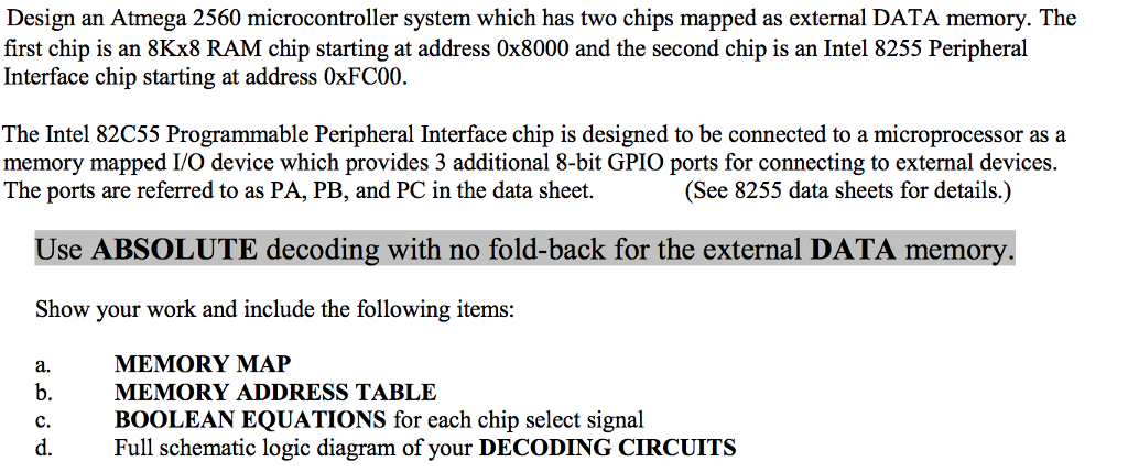 Design an Atmega 2560 microcontroller system which | Chegg.com