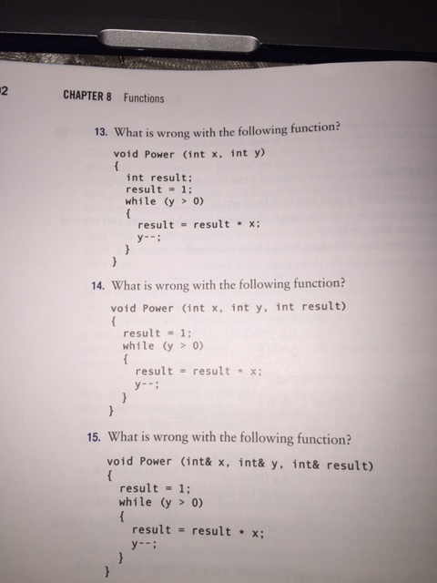 Solved CHAPTER 8 Functions 13. What is wrong with the | Chegg.com