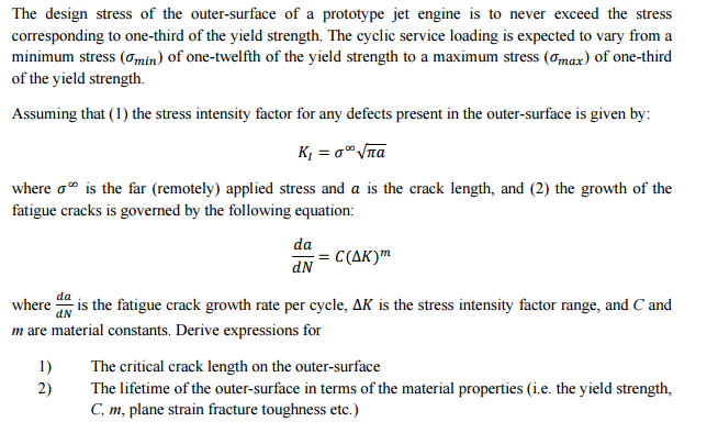 Solved The design stress of the outer-surface of a prototype | Chegg.com