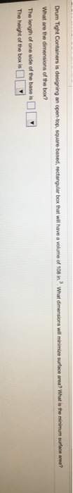 Solved Drum Tight Containers is designing an open-top. | Chegg.com
