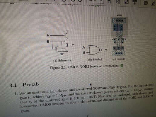 (a) Schematic (b) Symbol() Layoiut Figure 3.1: CMOS | Chegg.com