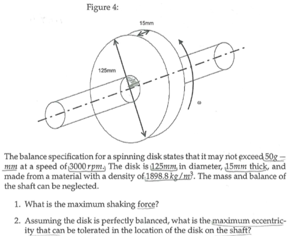 Solved The balance specification for a spinning disk | Chegg.com