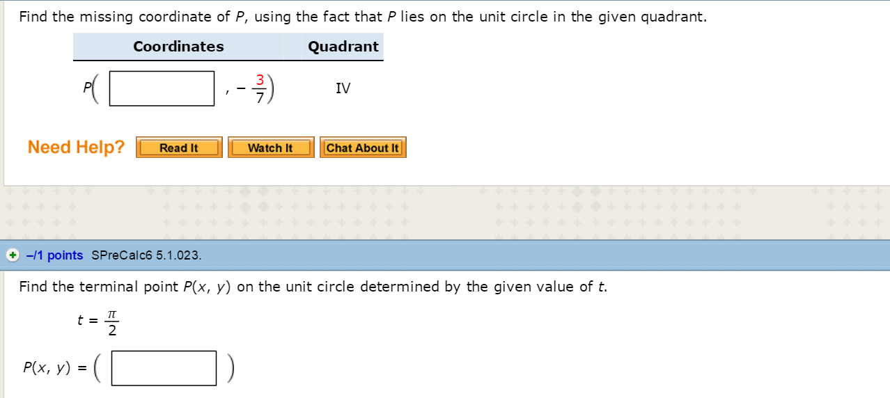 Solved Find the missing coordinate of p, using the fact that | Chegg.com