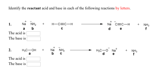 Solved Identify the reactant acid and base in each of the | Chegg.com