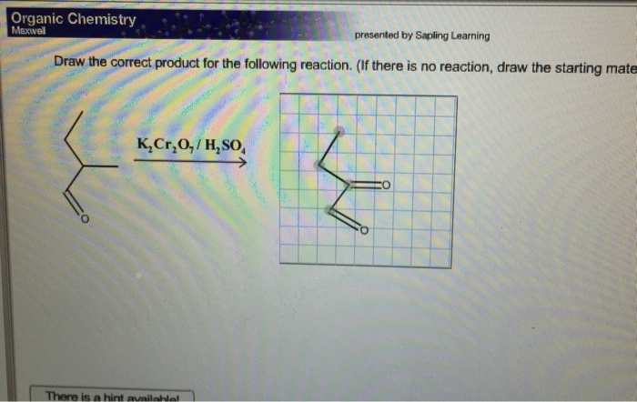 Solved Draw The Correct Product For The Following Reaction