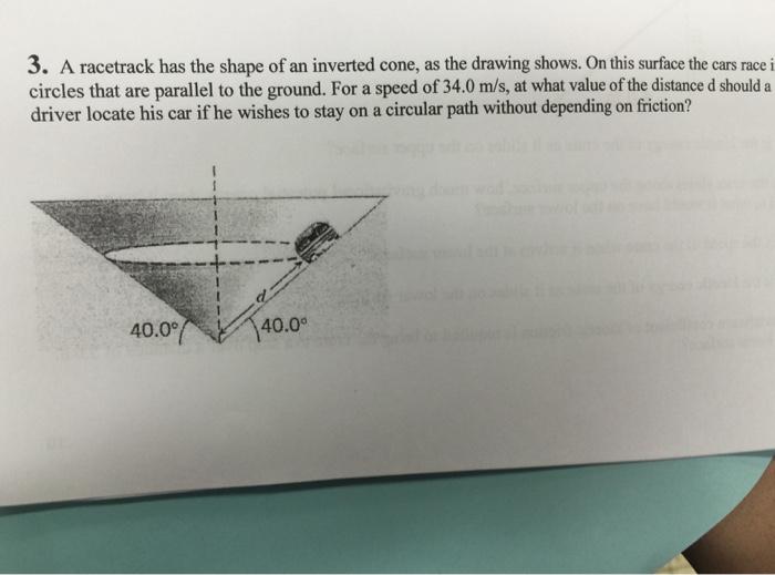 Solved 3. A racetrack has the shape of an inverted cone, as | Chegg.com