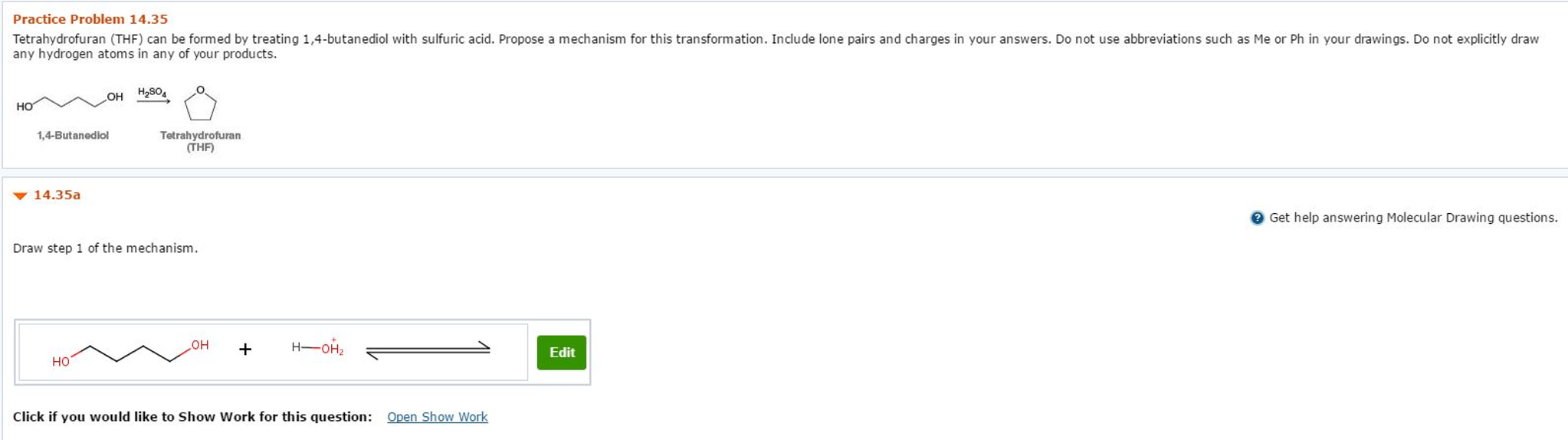 Solved Tetrahydrofuran (THF) can be formed by treating | Chegg.com