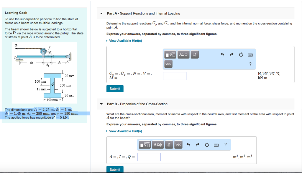 Solved Learning Goal: Part A- Support Reactions and Internal | Chegg.com