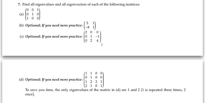 Solved Find all eigenvalues and all eigenvectors of each of | Chegg.com