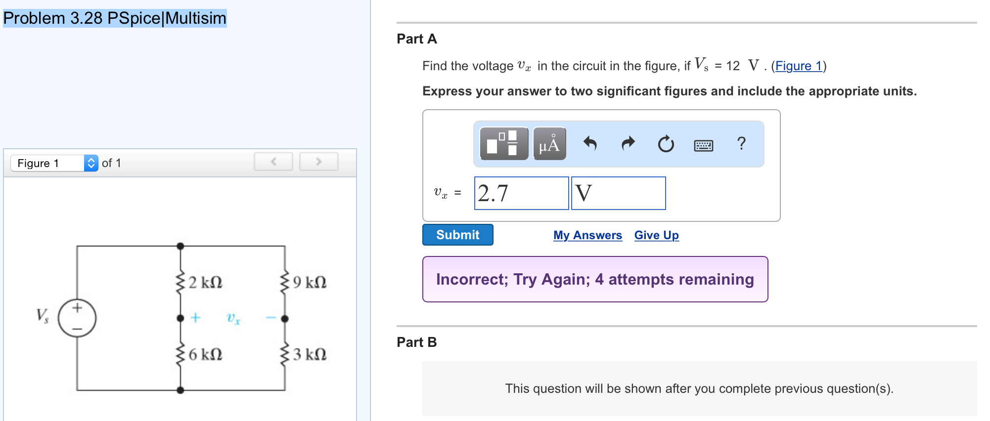 Solved Find the voltage v_x in the circuit in the figure, if | Chegg.com