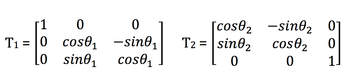 Solved T1 = [1 0 0 0 cos theta 1 -sin theta 1 0 sin | Chegg.com