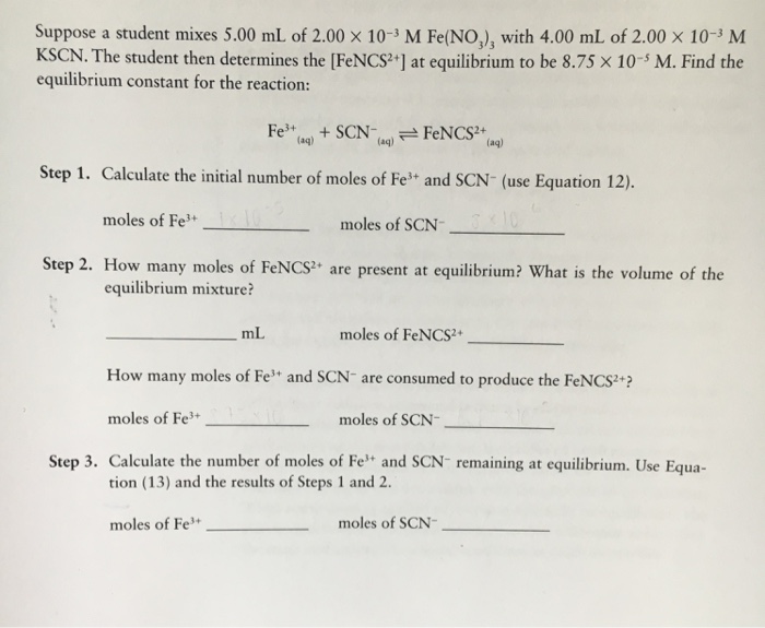 Solved Suppose a student mixes 5.00 mL of 2.00 × 10-3 M | Chegg.com
