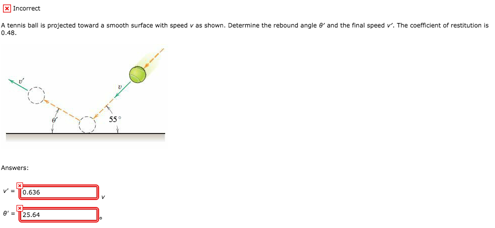 Solved A tennis ball is projected toward a smooth surface | Chegg.com