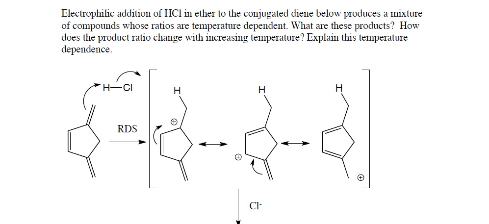 Solved Electrophilic addition of HCl in ether to the | Chegg.com