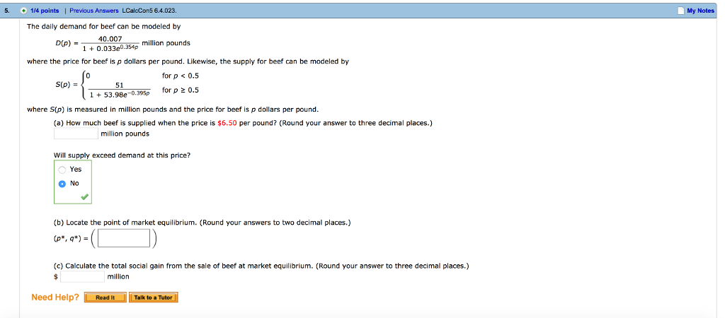 Solved The daily demand for beef can be modeled by D(p) = | Chegg.com