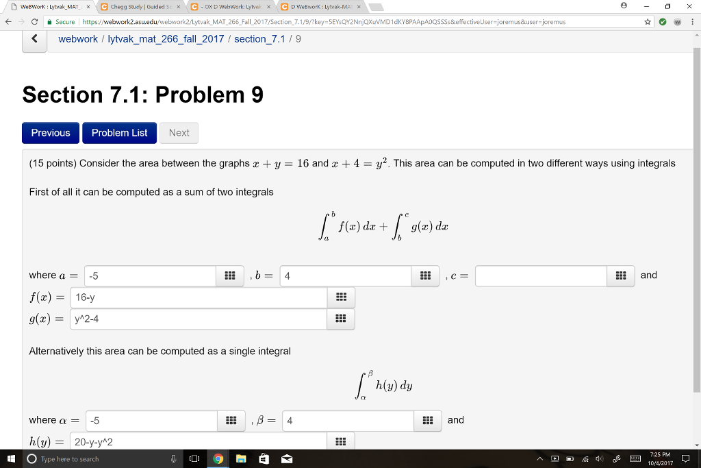 Solved D WeBWork : Lytvak MAT x C Chegg Stucdy Guided SoC - | Chegg.com