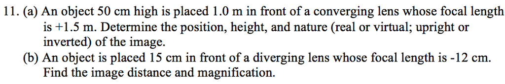 Solved (a) An object 50 cm high is placed 1.0 m in front of | Chegg.com