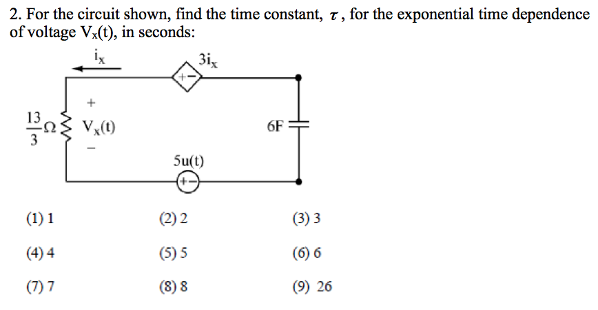 Solved For the circuit shown, find the time constant, tau, | Chegg.com