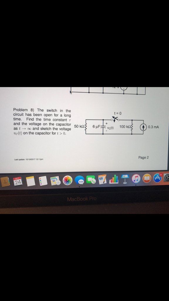 Solved Problem 8) The switch in the circuit has been open | Chegg.com