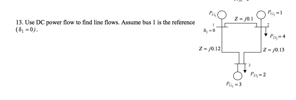 Solved Use DC power flow to find line flows. Assume bus 1 is | Chegg.com