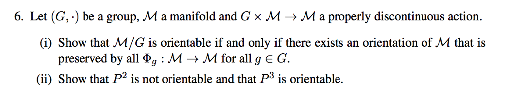 6. Let (G,-) be a group, M a manifold and G × M → M a | Chegg.com