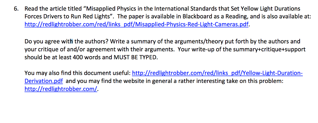 Solved Read the article titled "Misapplied Physics in the | Chegg.com