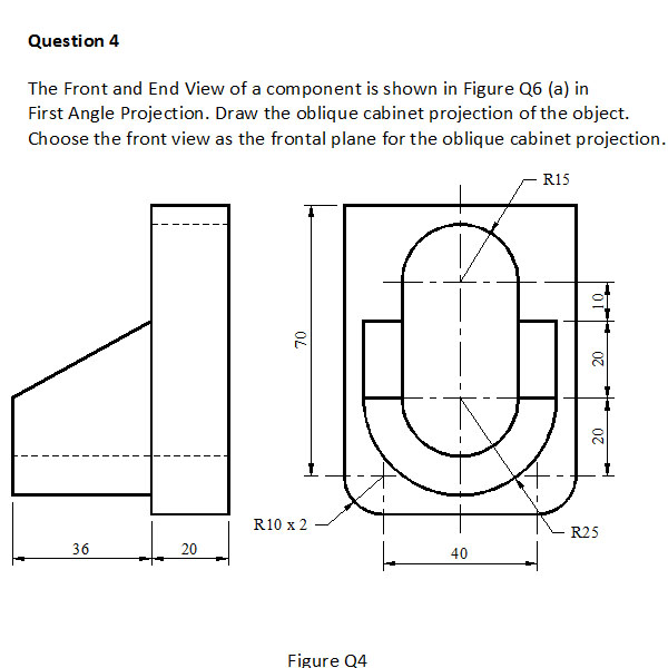 Solved Figure Q1 shows the Third Angle Projection of a | Chegg.com