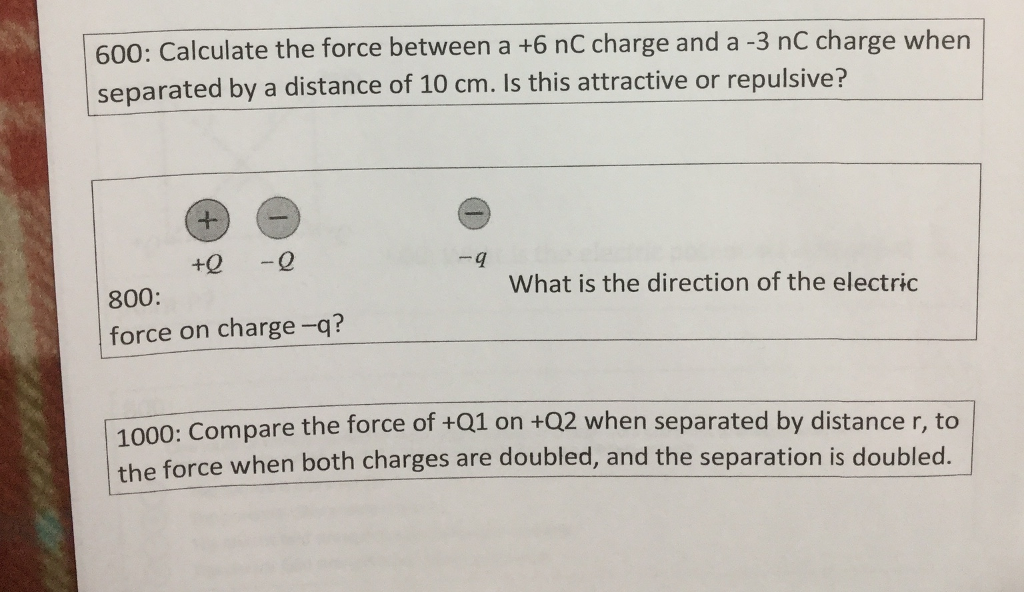 Solved 600: Calculate the force between a +6 nC charge and a | Chegg.com