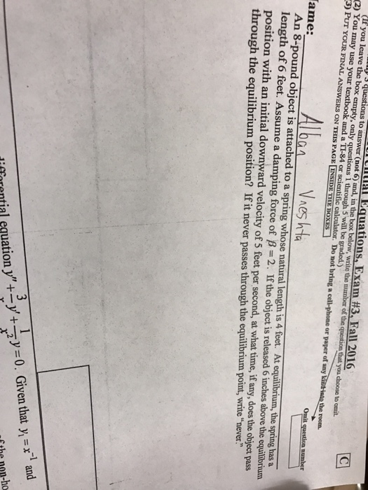 Solved An 8-pound object is attached to a spring whose | Chegg.com