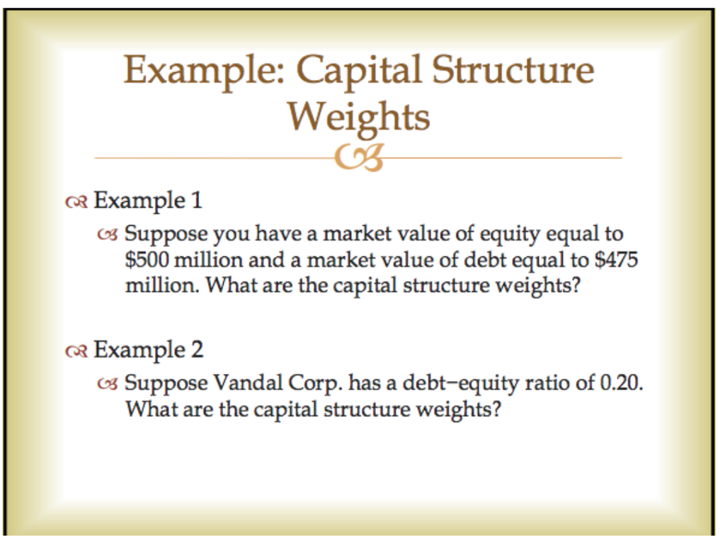 Solved Example: Capital Structure Weights CO3 cR Example 1 | Chegg.com