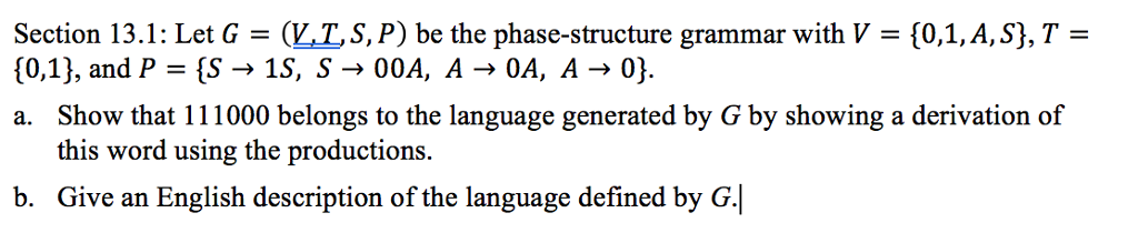Solved Let G = (V, T, S, P) be the phase-structure grammar | Chegg.com