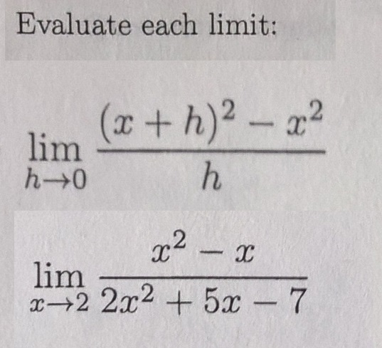 Solved Evaluate each limit: lim h rightarrow 0 (x + h)2 - | Chegg.com
