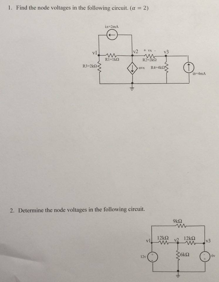 Solved Find the node voltages in the following circuit, (a = | Chegg.com