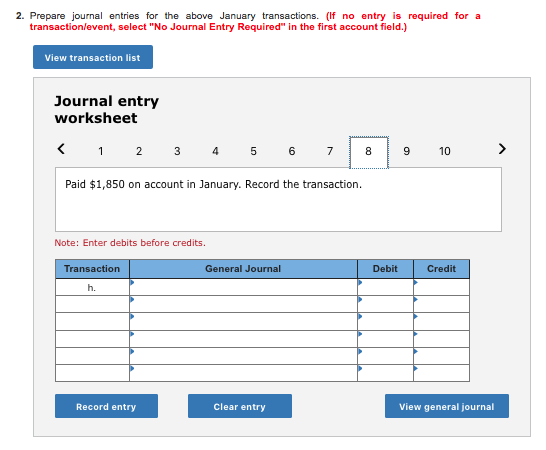 Solved 2. Prepare journal entries for the above January | Chegg.com