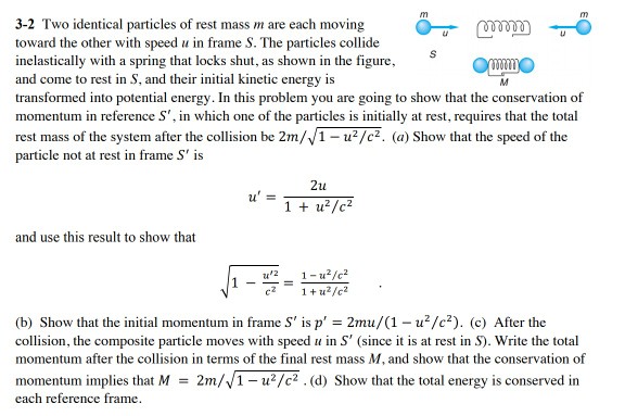 Solved 3-2 Two identical particles of rest mass m are each | Chegg.com