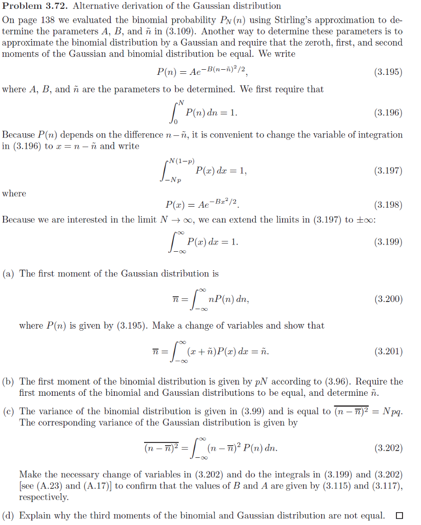 Alternative derivation of the Gaussian distribution | Chegg.com