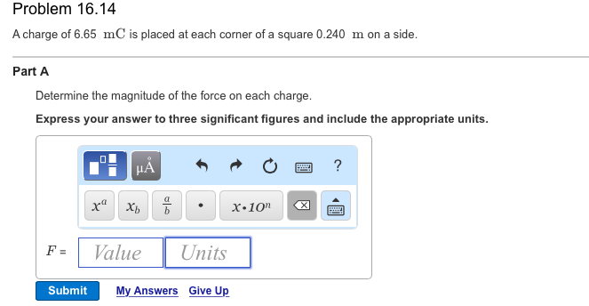 Solved A charge of 6.65 mC is placed at each corner of a | Chegg.com