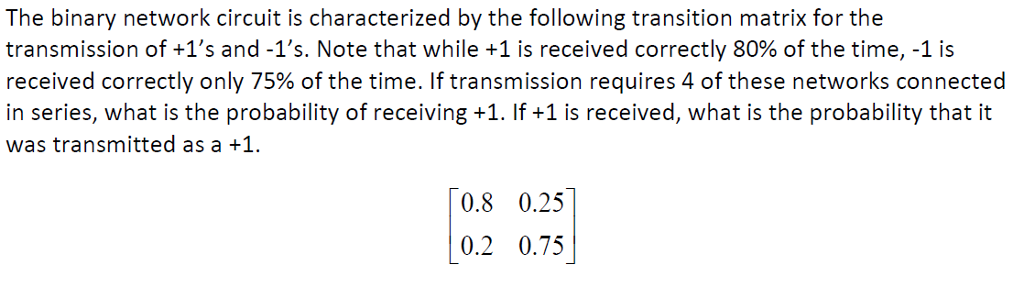 Solved The binary network circuit is characterized by the | Chegg.com