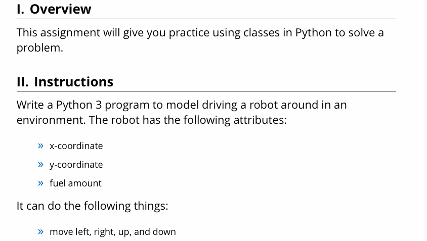 Solved I. Overview This assignment will give you practice | Chegg.com
