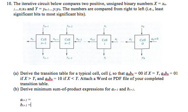 Solved 10. The iterative circuit below compares two | Chegg.com