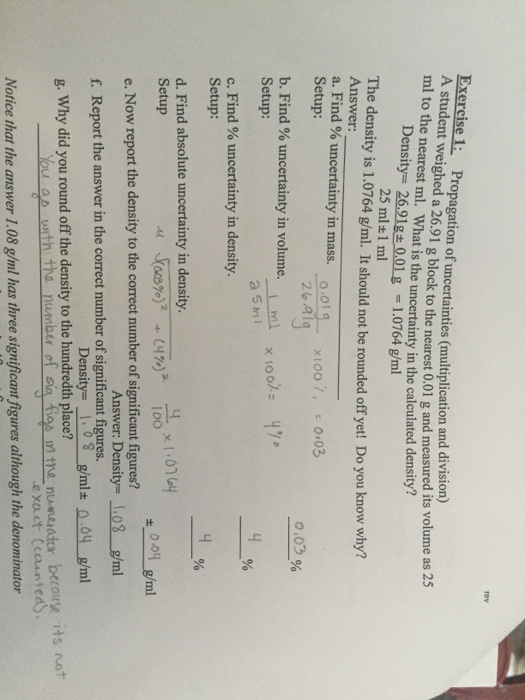 Solved Exercise 1: Propagation of uncertainties | Chegg.com
