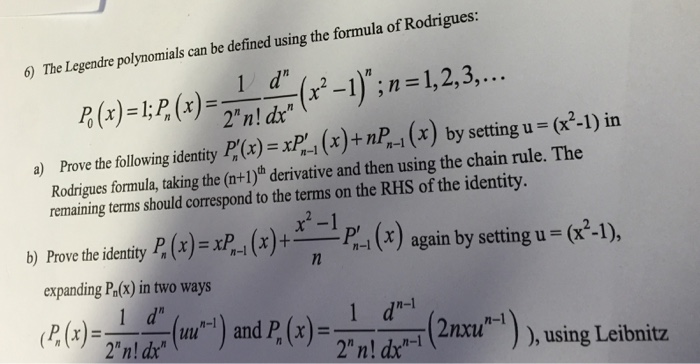 Solved The Legendre polynomials can be defined using the | Chegg.com